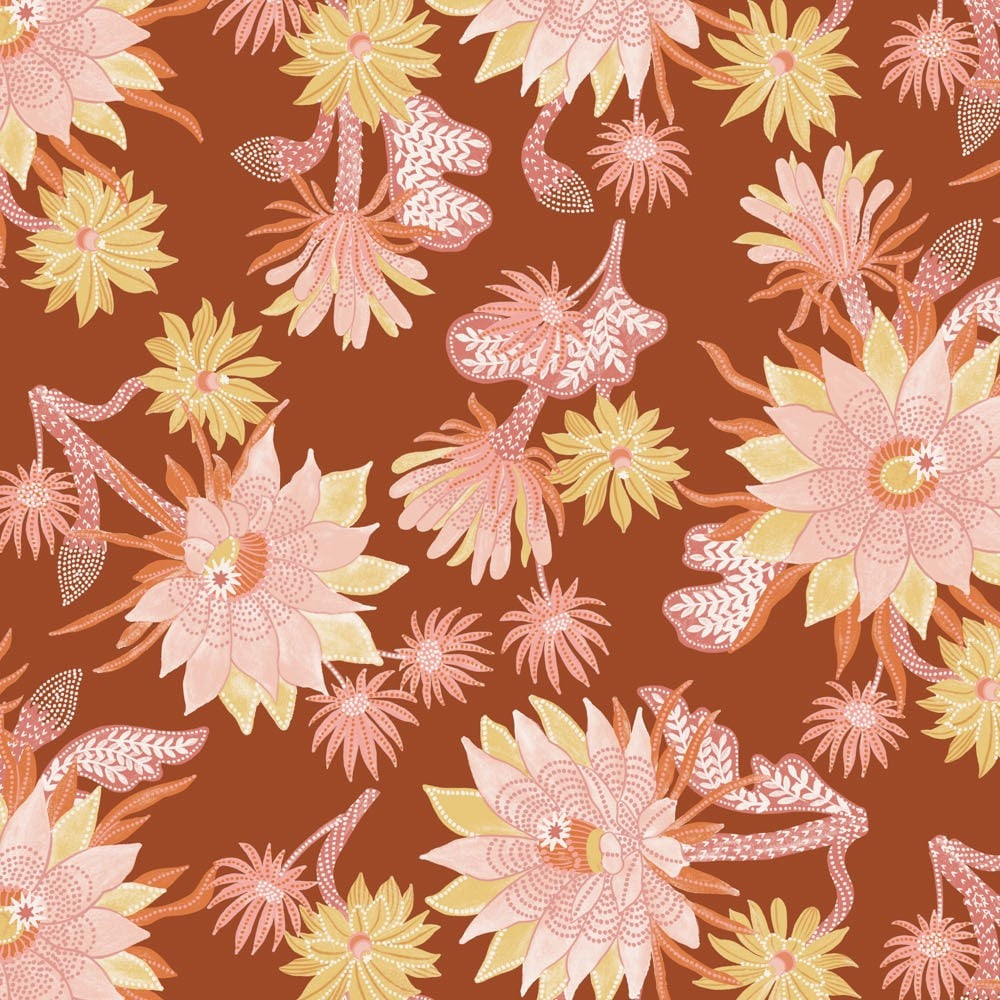 Desert Sunrise, Cactus Bloom in Rust Rayon by Josephine Kimberling for ...
